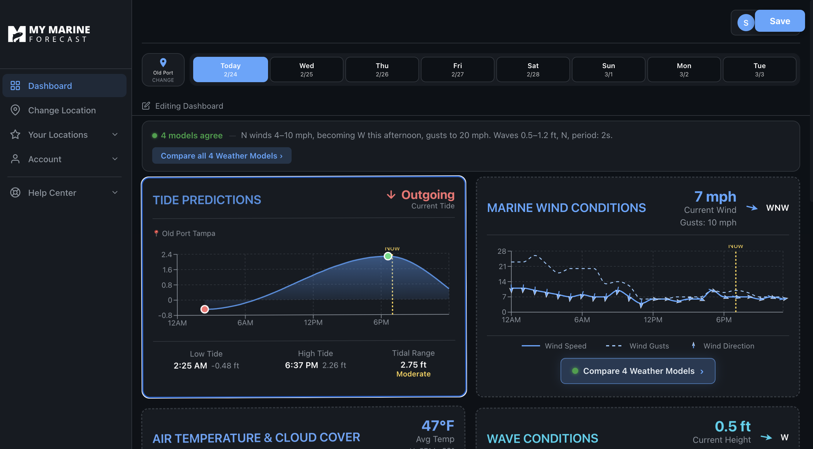 My Marine Forecast - Tide, Wind & Weather for Boating and Fishing